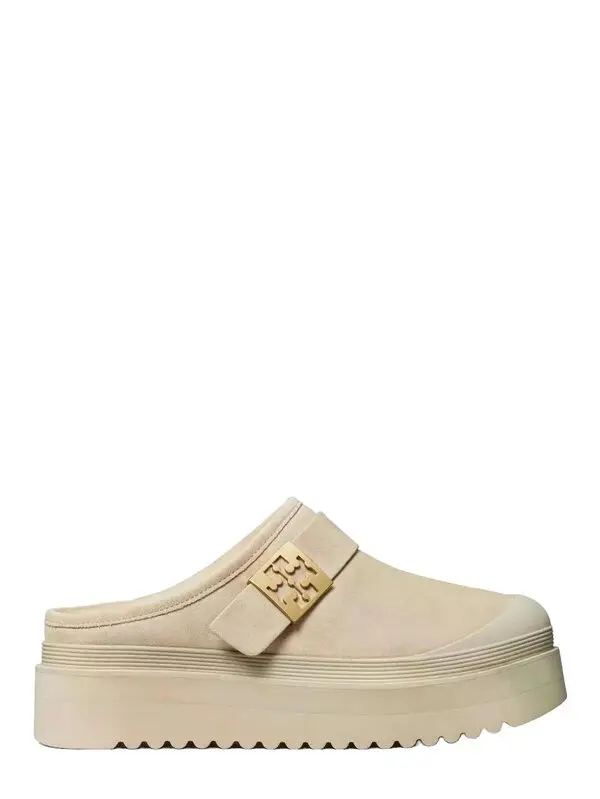 Tory Burch Shearling Mules - Neutrals