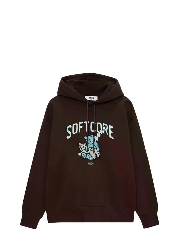 MSGM Graphic Print Hoodie - Brown