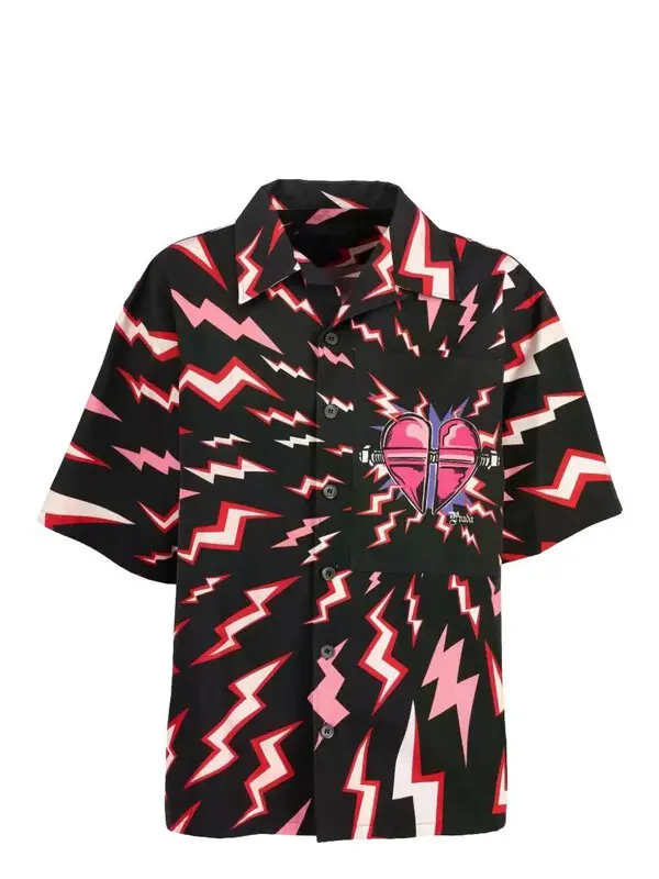 Prada Lightning-bolt Heart Short-sleeved Shirt - Black