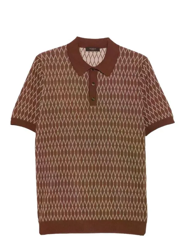 ZANONE Diamond Pattern Polo Shirt - Brown