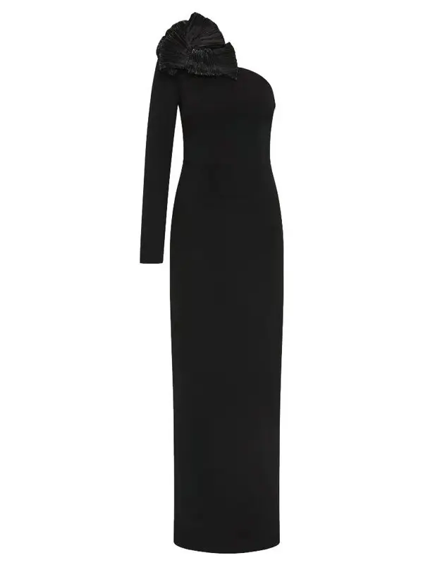 Rebecca Vallance Evolet One-shoulder Ruffled Gown - Black