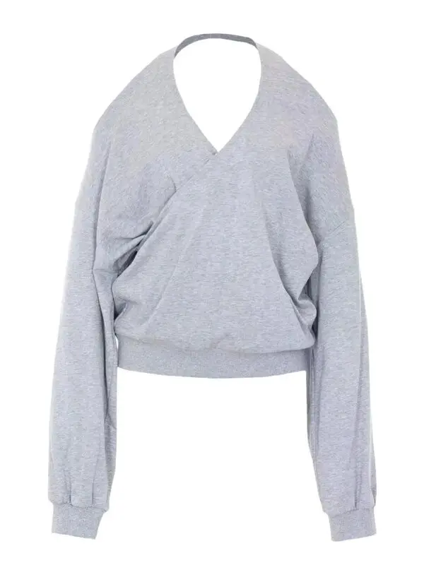 ELEH V-neck Cotton Sweatshirt - Grey