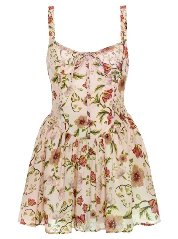 Agua Bendita Spring Aura Floral Corset Mini Dress - Pink