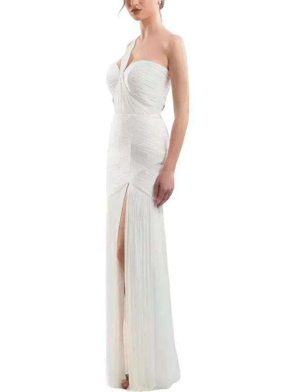IMROSKA Mattew Pleated Draped Maxi Dress - Neutrals