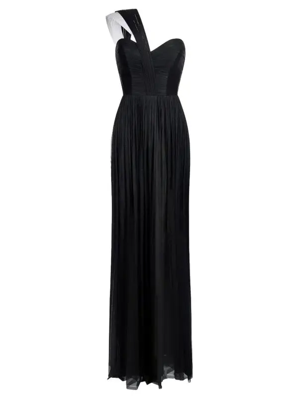 IMROSKA 21 One-shoulder Draped Maxi Dress - Black