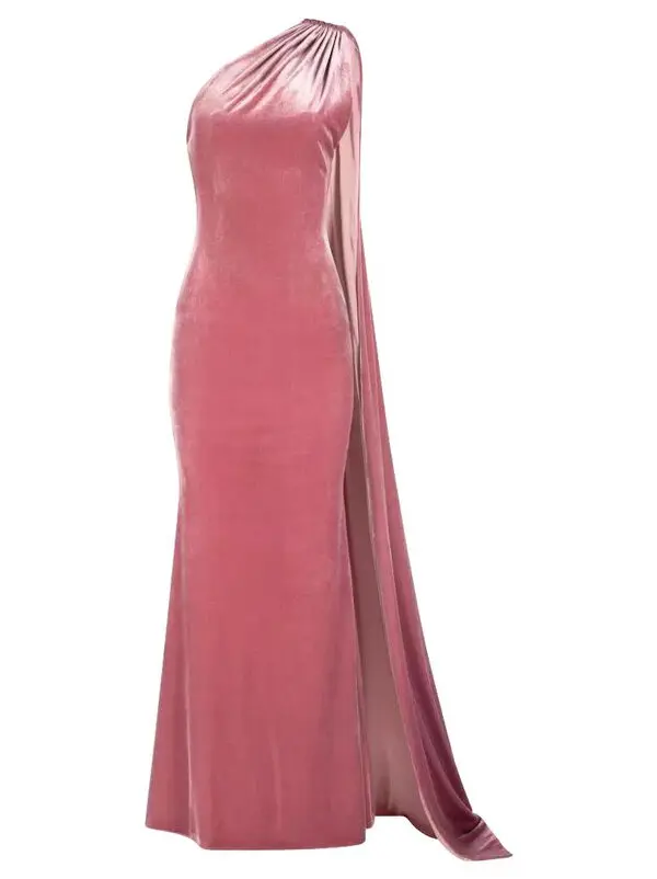 IMROSKA One-shoulder Draped Maxi Dress - Pink