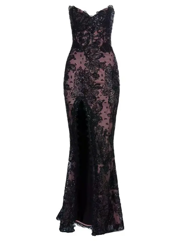IMROSKA Piano Zid Lace-detail Maxi Dress - Black