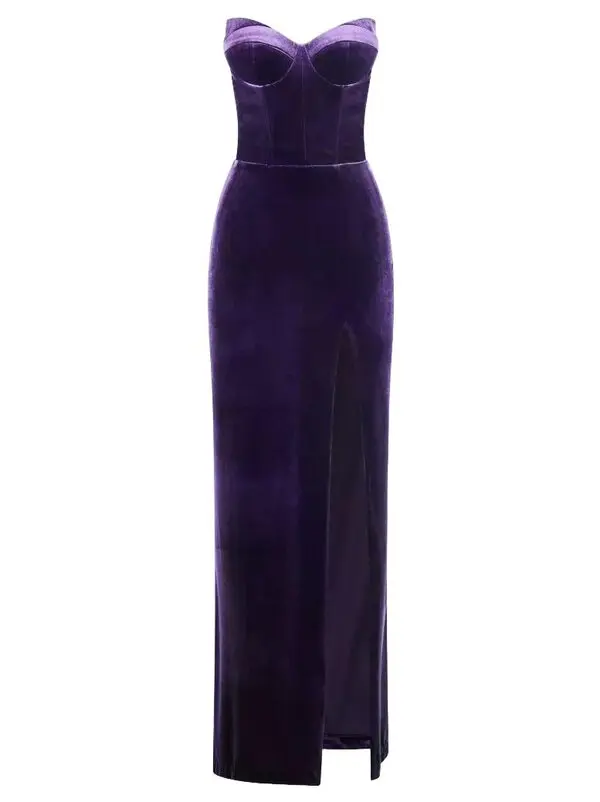 IMROSKA Split Strapless Maxi Dress - Purple