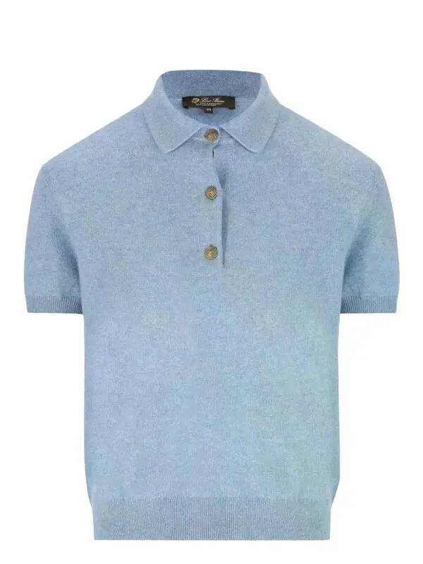 Loro Piana Cashmere Polo Top - Blue