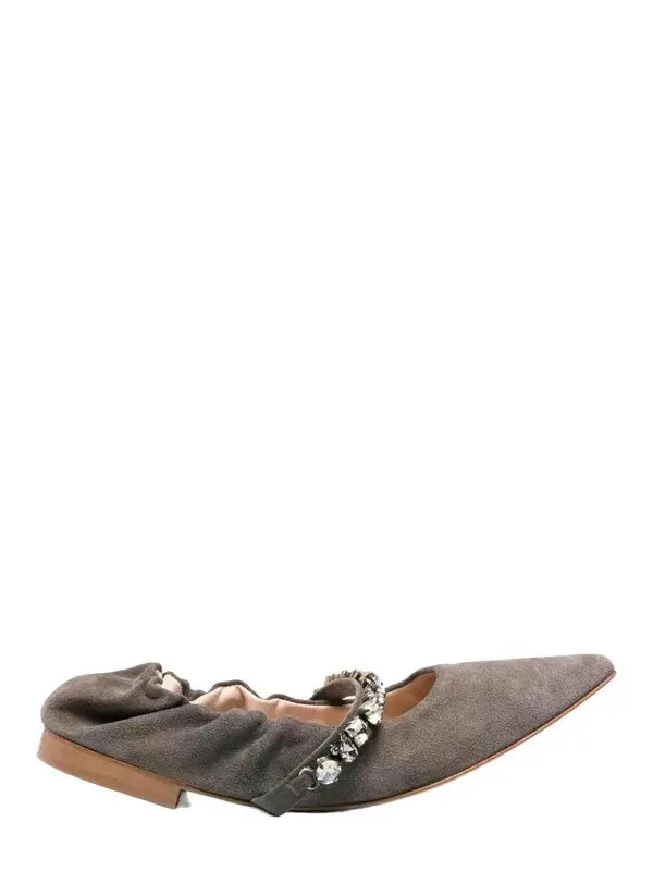 P.a.r.o.s.h Crystal-embellished Ballerina Shoes - Grey