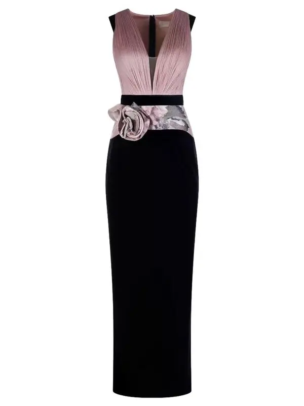 IMROSKA V-neck Maxi Dress - Black