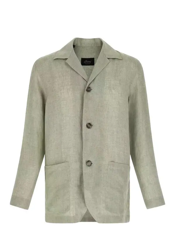 Brioni Patch Pocket Linen Shirt Jacket - Green