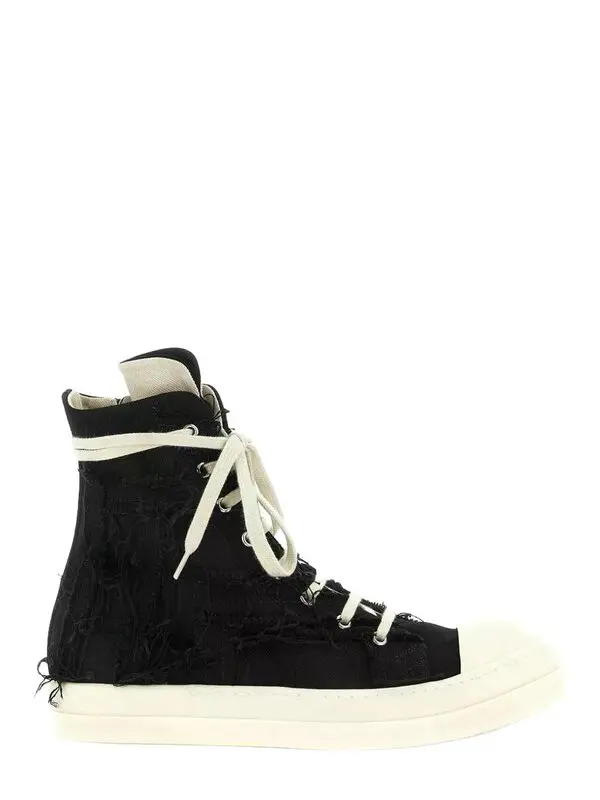 Rick Owens Slashed High-top Sneakers - Black