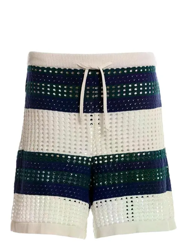 Agua Bendita Striped Open-knit Shorts - White