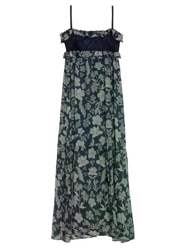 Agua Bendita Amaranta Floral-print Maxi Dress - Blue