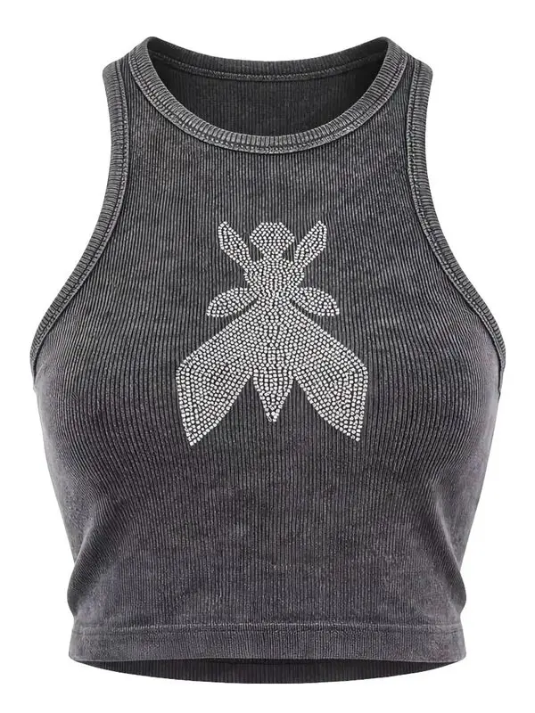Patrizia Pepe Logo-embellished Tank Top - Grey