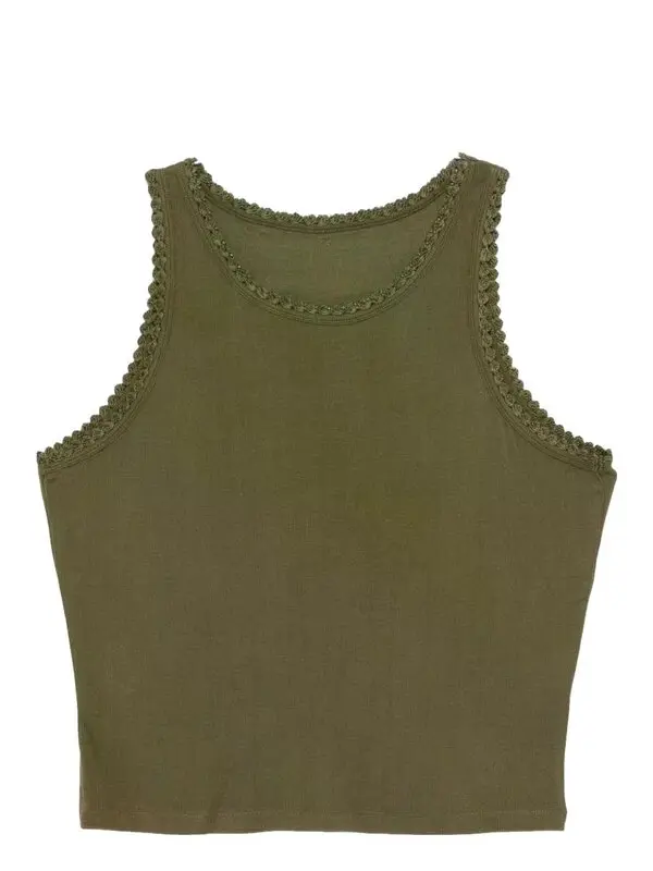 BAZISZT Round-neck Sleeveless Tank Top - Green