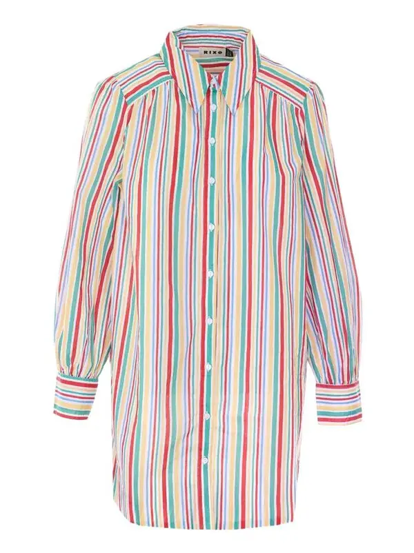 Rixo Ashlyinn Striped Long-sleeve Shirt - Neutrals