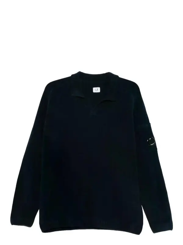 C.P. COMPANY V-neck Pocket-sleeve Sweater - Blue