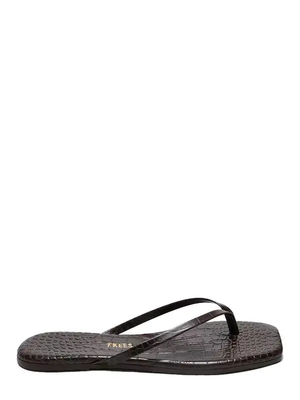 Tkees Lily Square Croc-effect Flip-flops - Brown