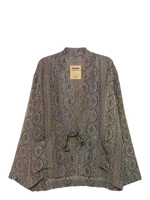 UMA WANG Patterned Drawstring Jacket - Blue