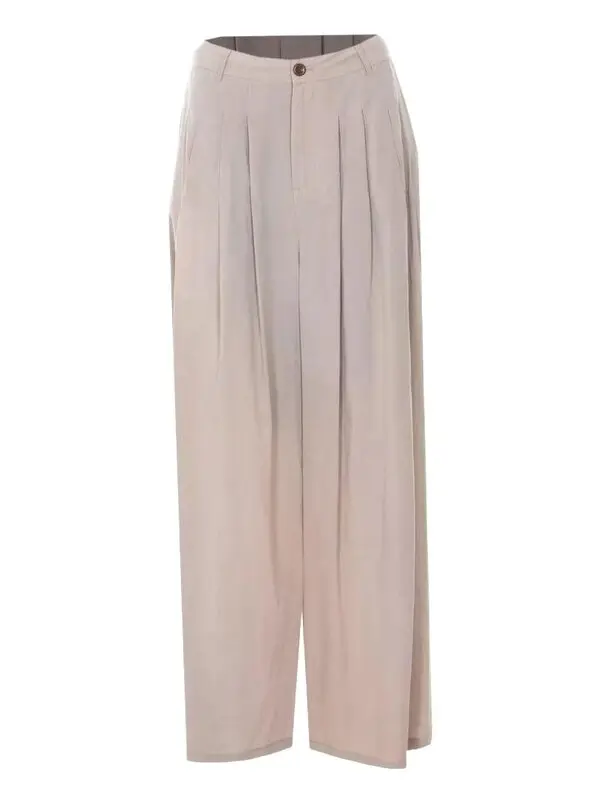 ELEH Pleated Wide-leg Trousers - Neutrals