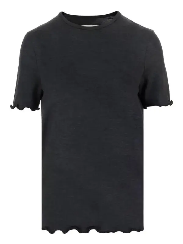 JIL SANDER Round-neck T-shirt With Gathered Hems - Black