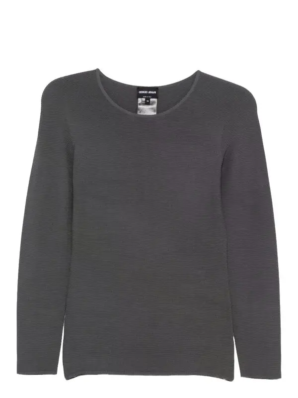 Giorgio Armani Ribbed Round-neck Sweater - Grey