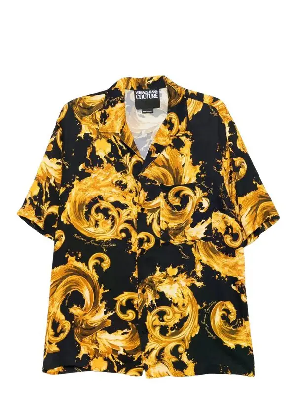 Versace Baroque-print Short-sleeve Shirt - Gold