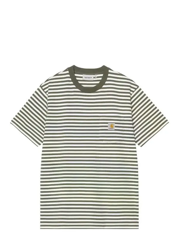 Carhartt Work In Progress Ezra Logo Striped Pocket T-shirt - Green