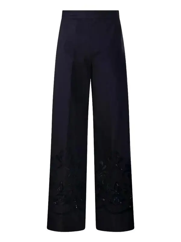 FORTE_FORTE Floral Appliqué Trousers - Blue