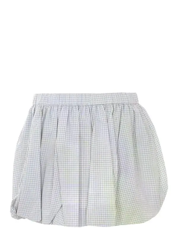 ELEH Checked Mini Skirt With Elasticated Waistband - White