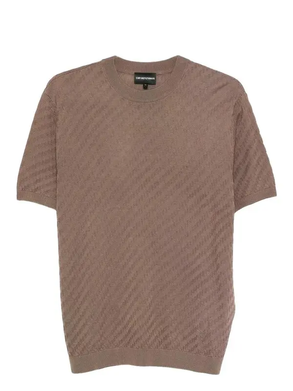 Emporio Armani Round-neck Textured T-shirt - Brown