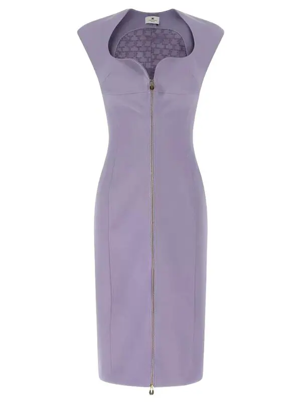 Elisabetta Franchi Sweetheart-neck Zip-up Dress - Purple