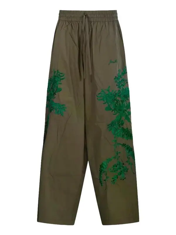 P.a.r.o.s.h Floral-embroidered Trousers - Green