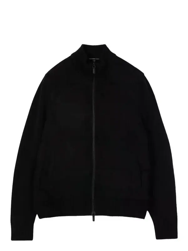 JAMES PERSE Suede Zip-up Sweater - Black