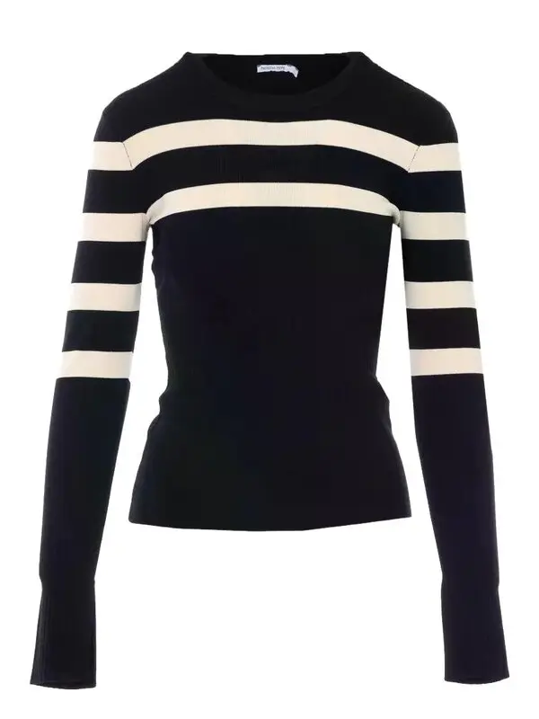 Patrizia Pepe Striped Cut-out Sweater - Black