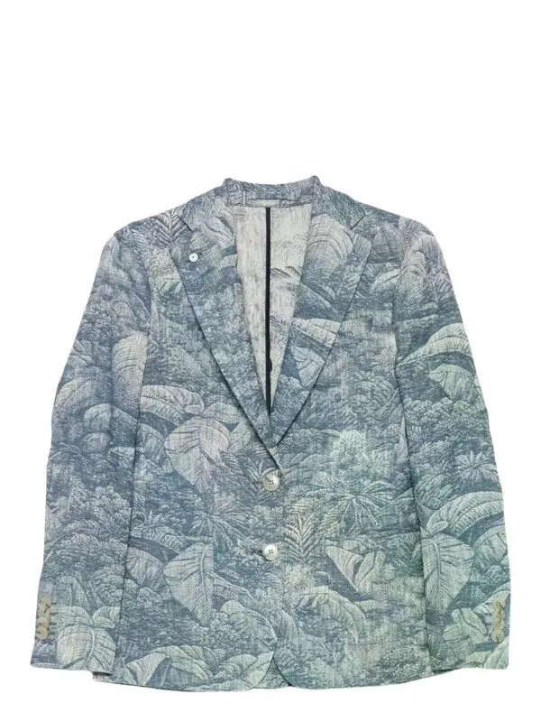 L.B.M. 1911 Floral Jacquard Single-breasted Blazer - Blue