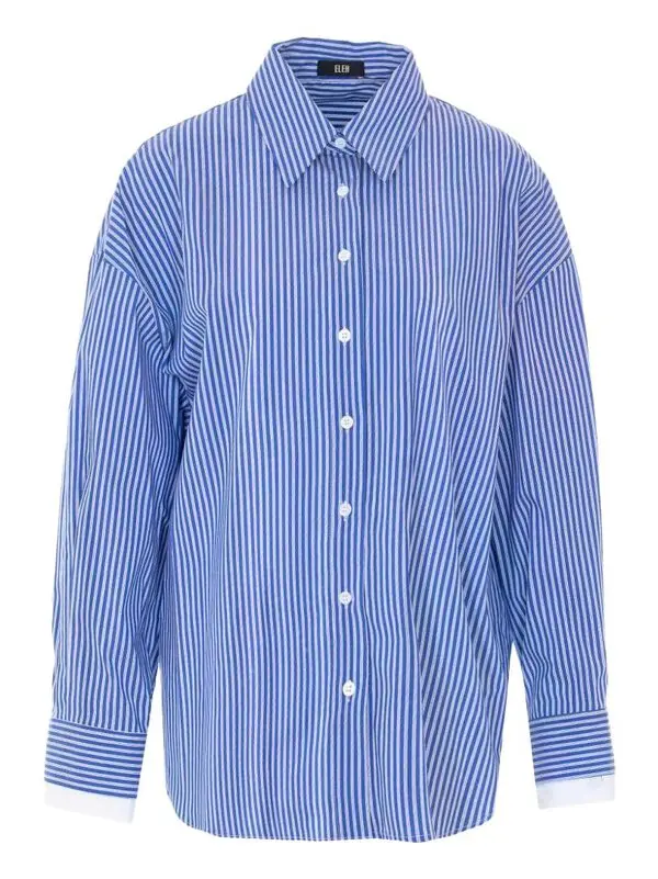 ELEH Striped Polo-collar Shirt - Blue