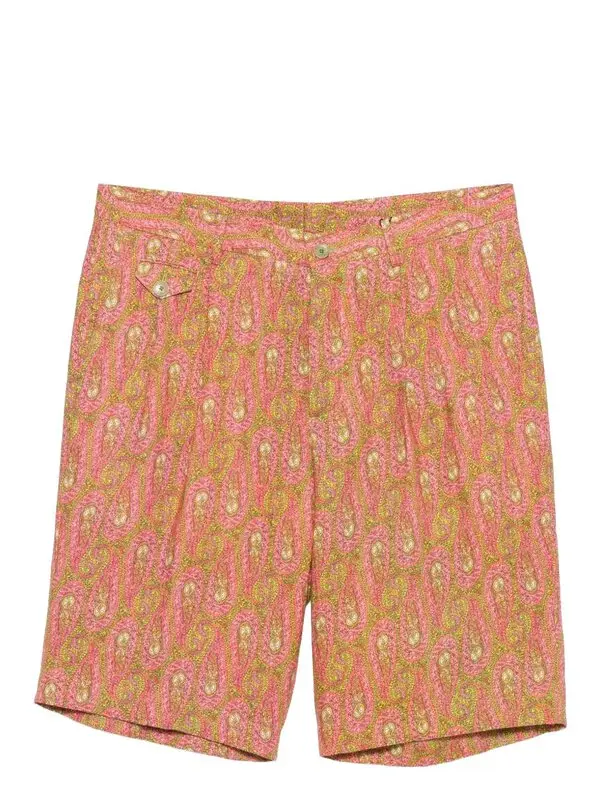 Etro Pleated Paisley Shorts - Pink