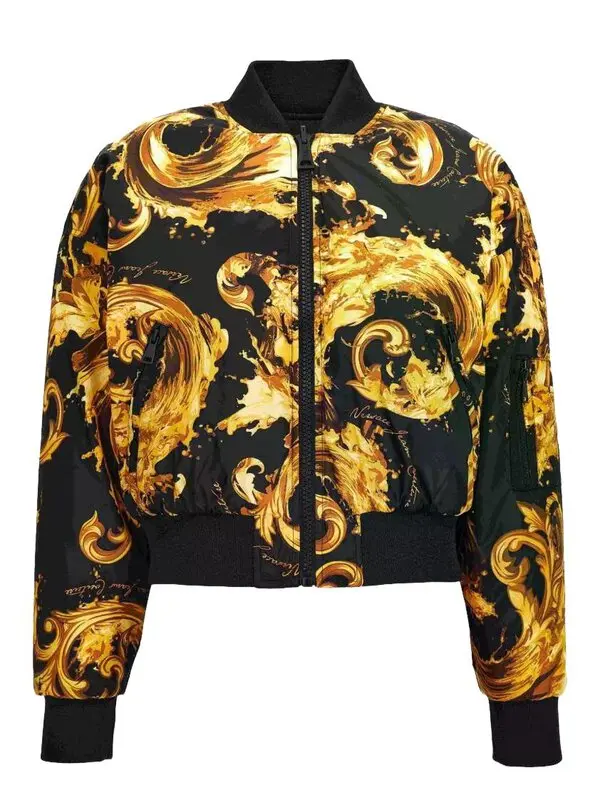 Versace Watercolor Couture-print Bomber Jacket - Black