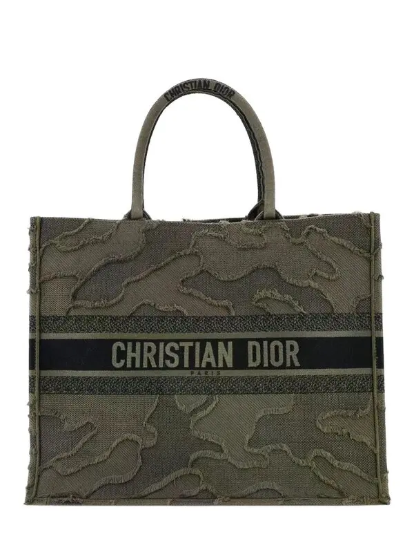 Dior Camouflage Embroidered Canvas Large Book Tote - Green