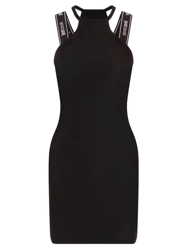 Just Cavalli Logo-strap Mini Dress - Black