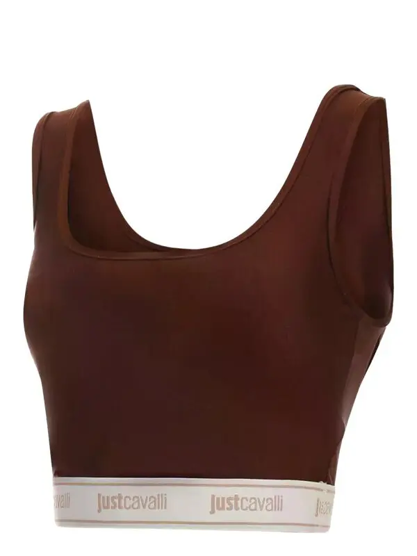 Just Cavalli Logo-waist Crop Top - Brown