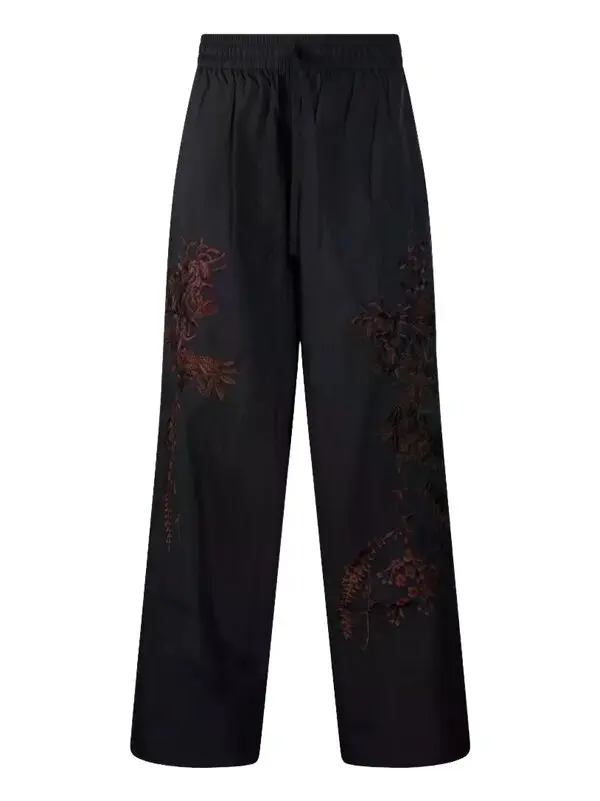 P.a.r.o.s.h Floral-embroidered Trousers - Black