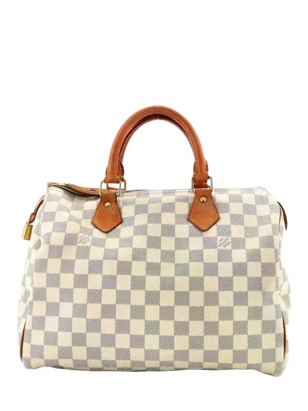 LOUIS VUITTON Speedy Handbag Damier 30 Satchel - White