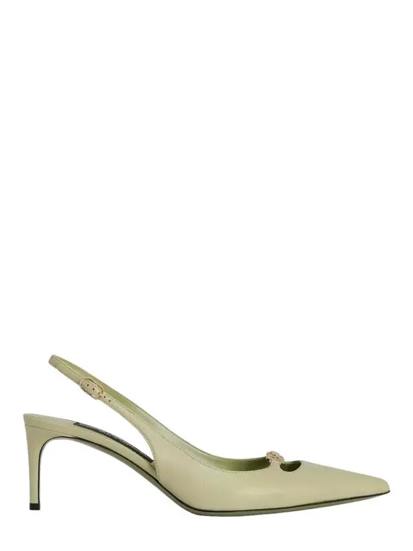 Dolce & Gabbana Lollo Slingbacks In Silk Nappa Leather - Green