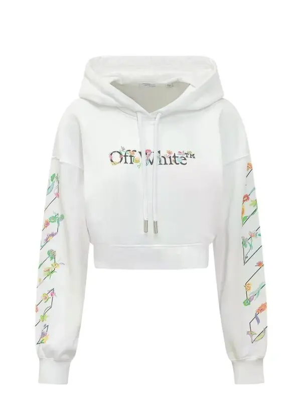 Off-White Floral Print Hoodie - White
