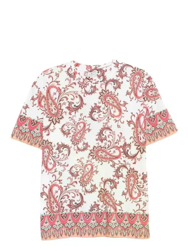 Etro Paisley Trim T-shirt - White