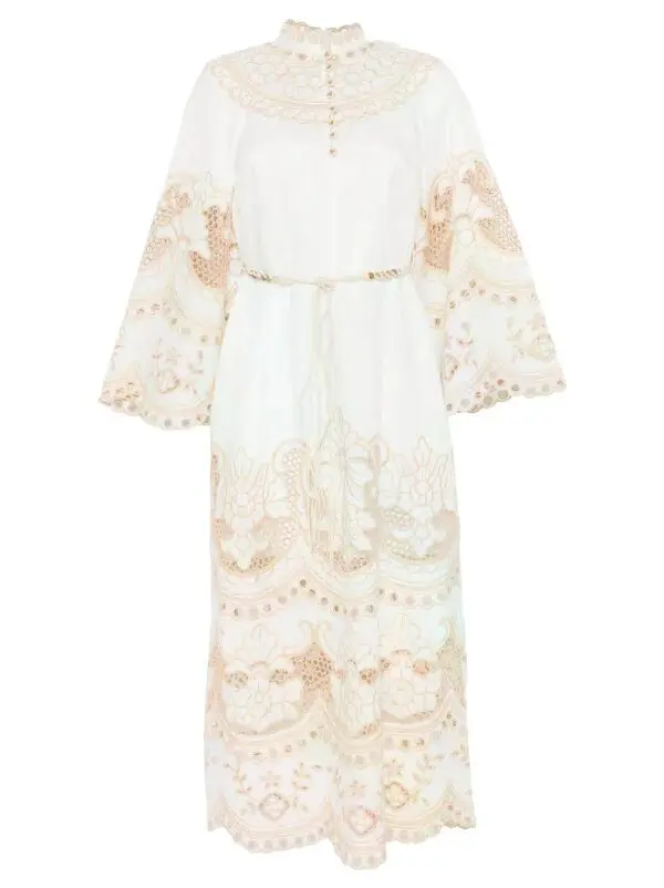 Zimmermann Embroidered Midi Dress - White